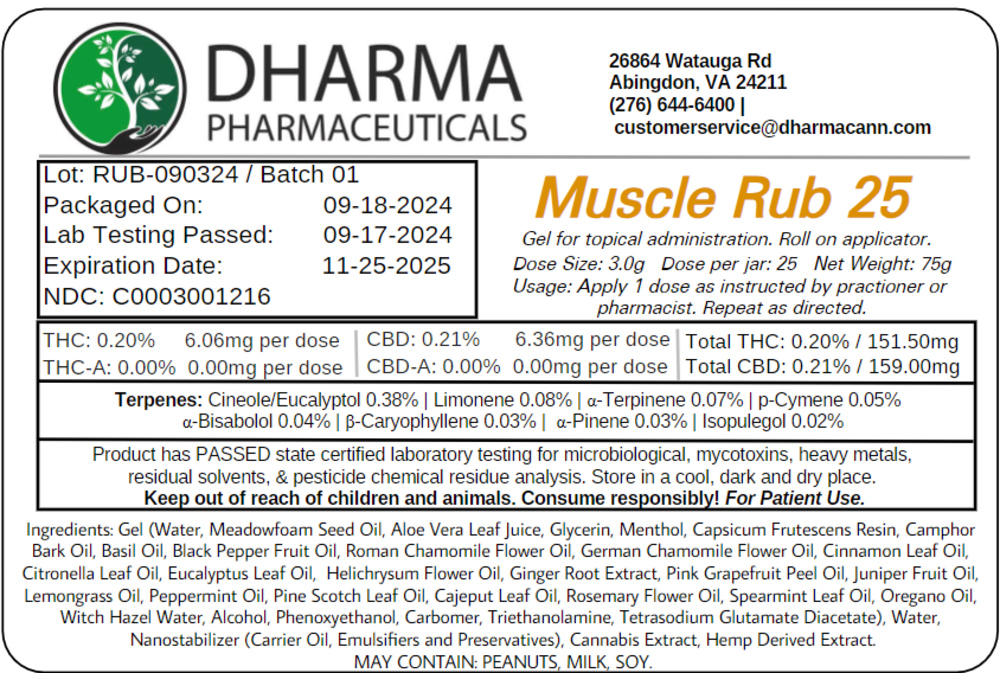 Muscle Rub 25 [2.64oz] (150mg)