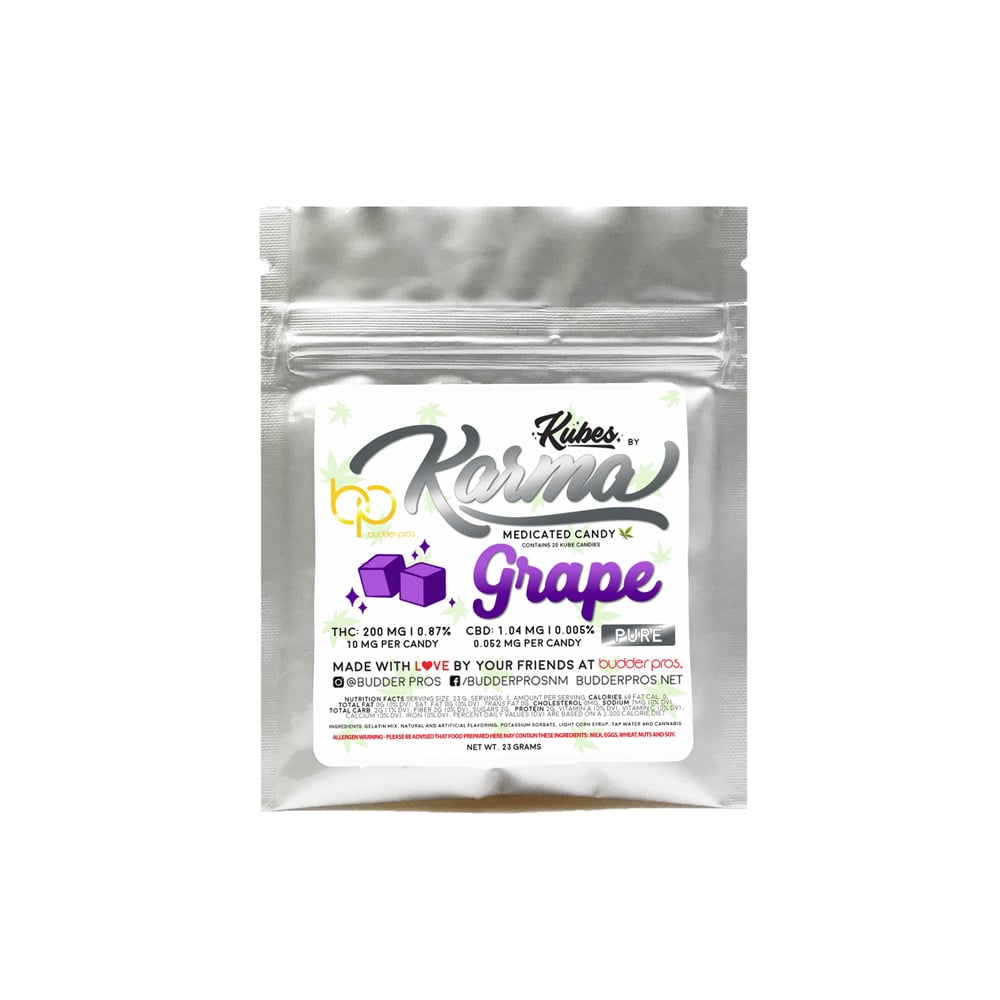 Grape - Indica (100mg) | Budder Pros | Karma Kubes Gummies - Jane