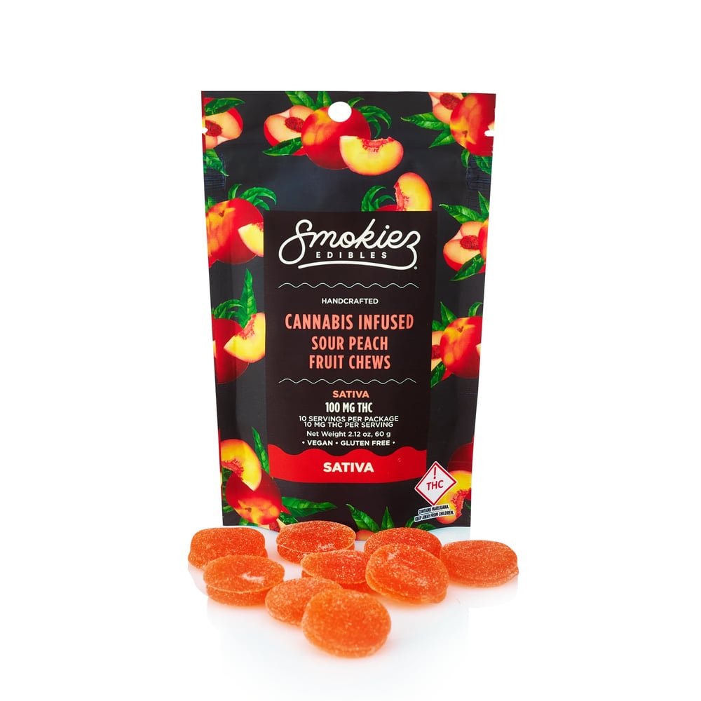 Sour Peach - 100mg Candies - Sativa - 10pk | Smokiez | Bloom