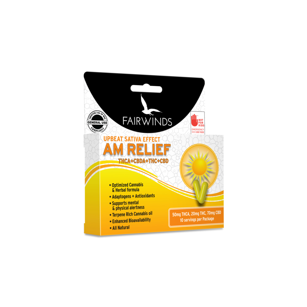 AM Relief [10pk] (70mg CBD/20mg THC/50mg THCA) | Fairwinds | Capsules ...