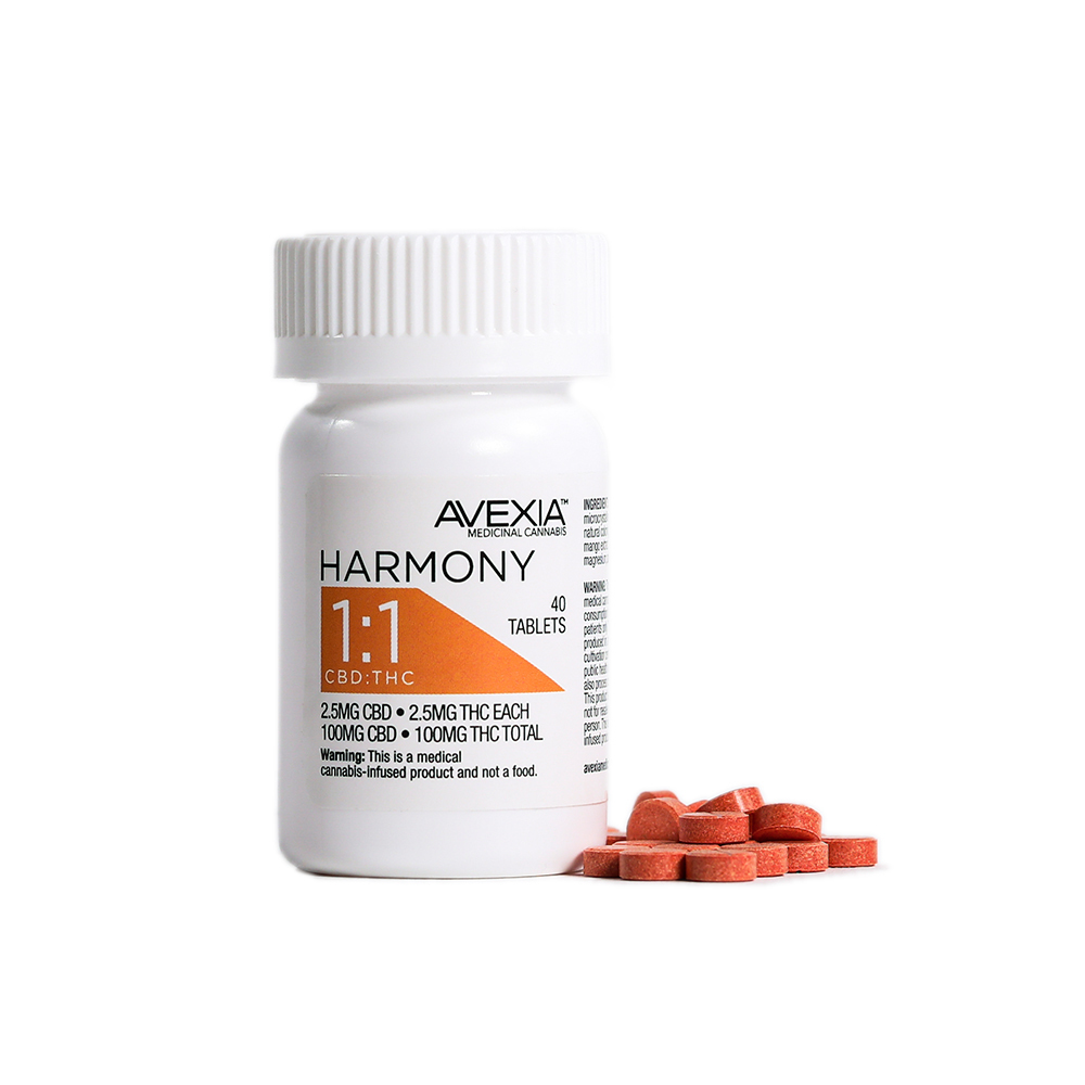 1:1 Harmony [40pk] (100mg CBD/100mg THC) | Avexia | Tablets - Jane